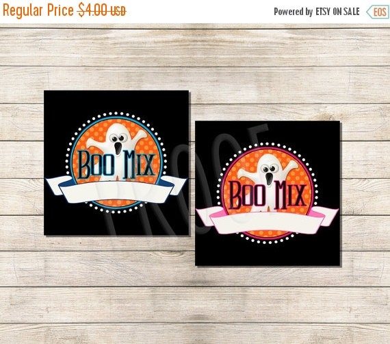 ON SALE Halloween BOO Mix Printable 2" Tags - Blue & Pink Tags ...