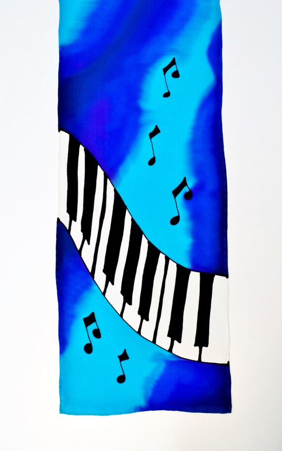 Items similar to MUSIC Lovers SILK SCARF Treble Clef Music Notes and ...