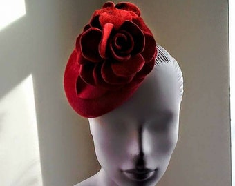 Red fascinator | Etsy