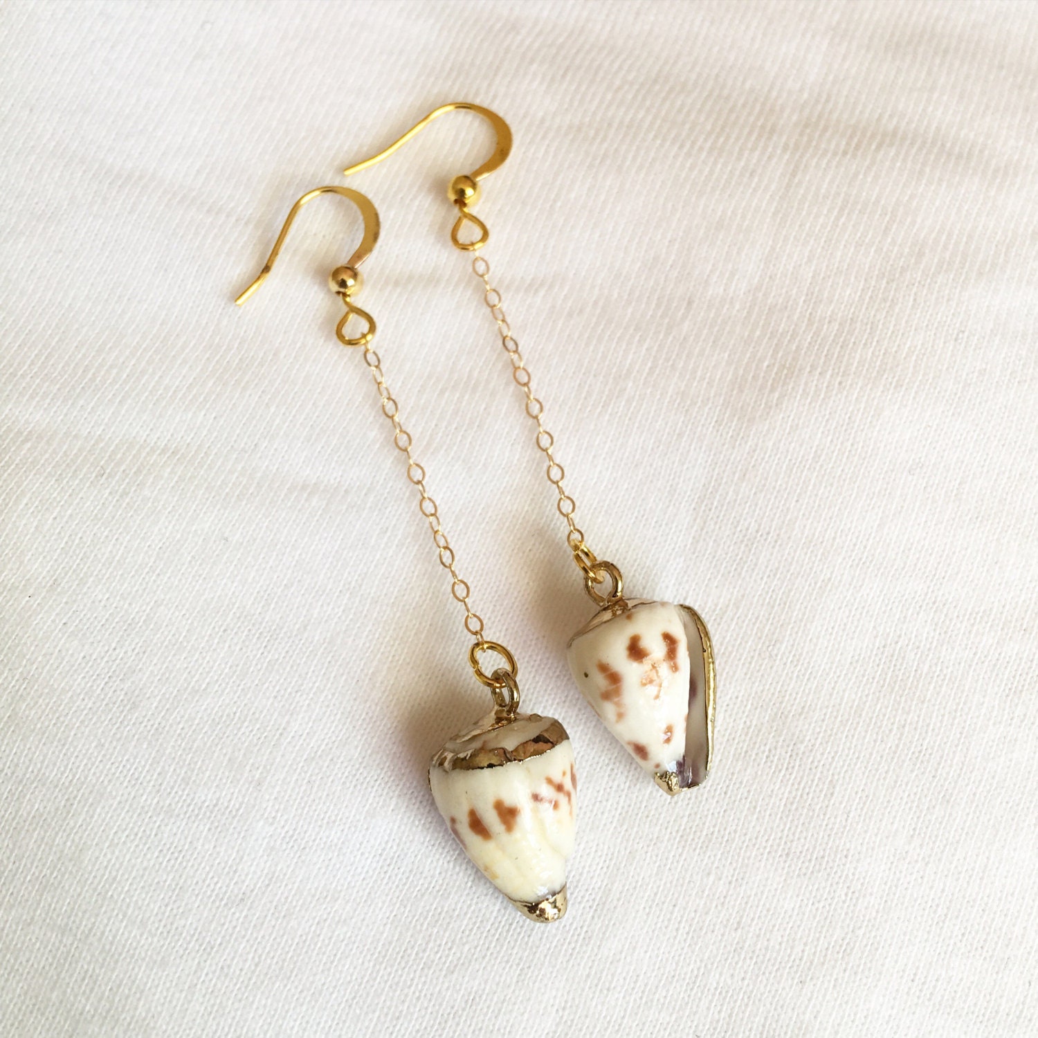 Brown Spot Conch Shell Earrings