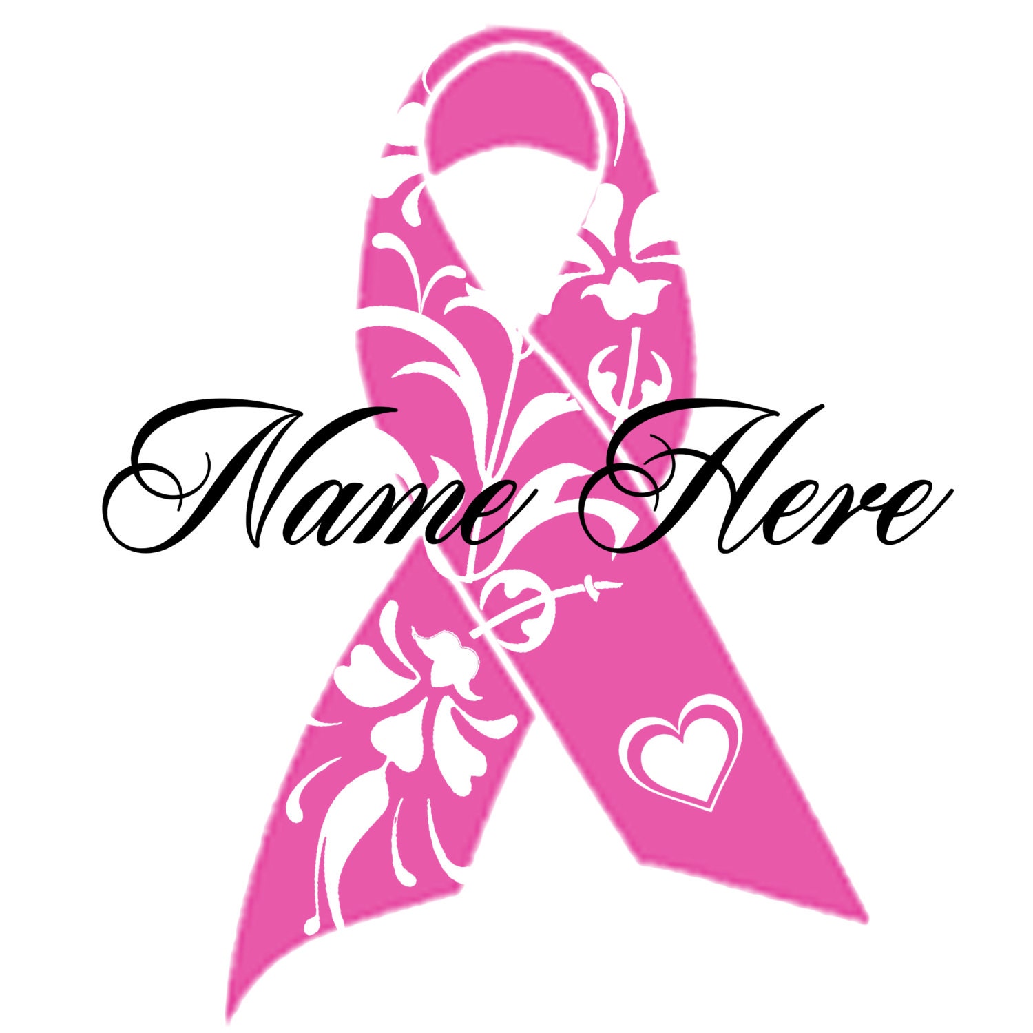 BREAST CANCER RIBBON With Name Decorative Ribbon Breast