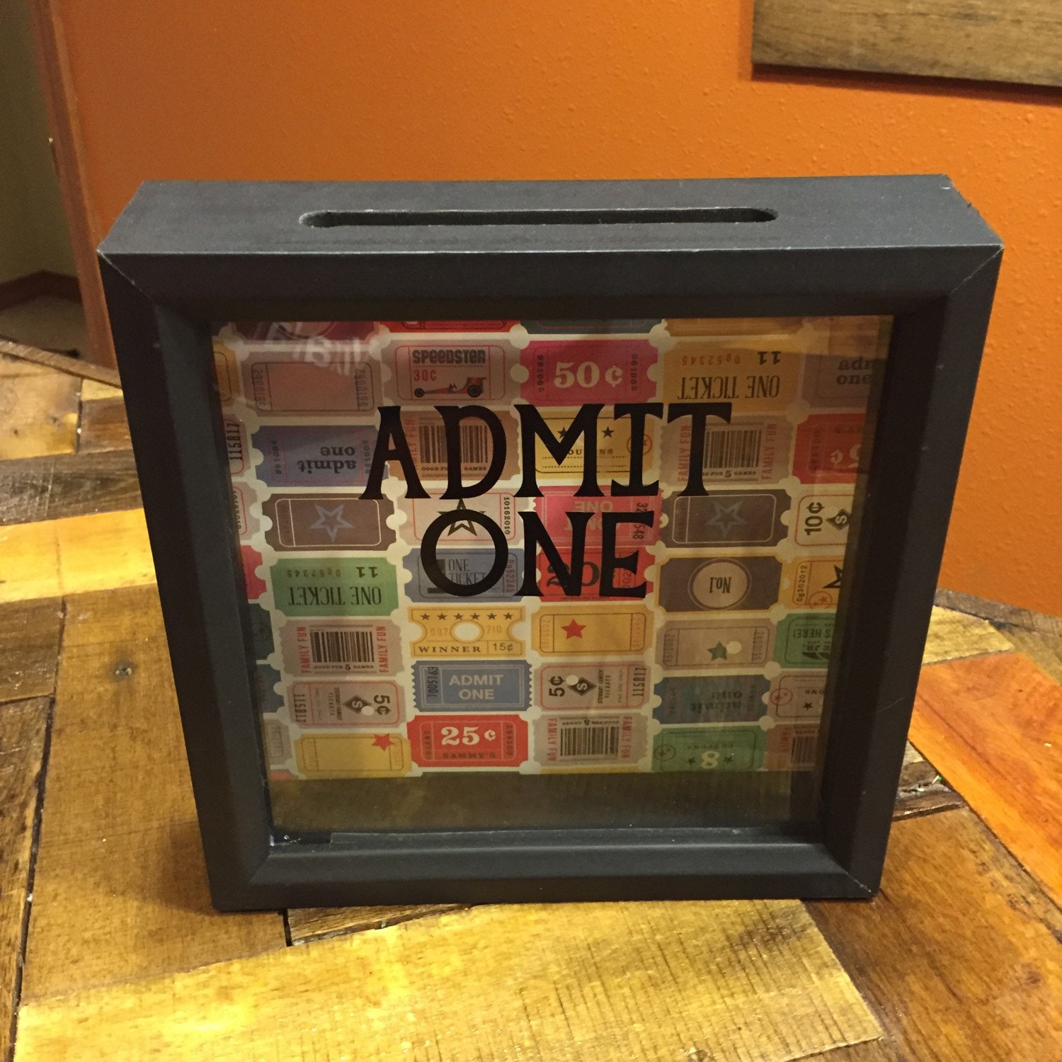 Graduation Gift Admit One Ticket Stub Box 8x8 made to