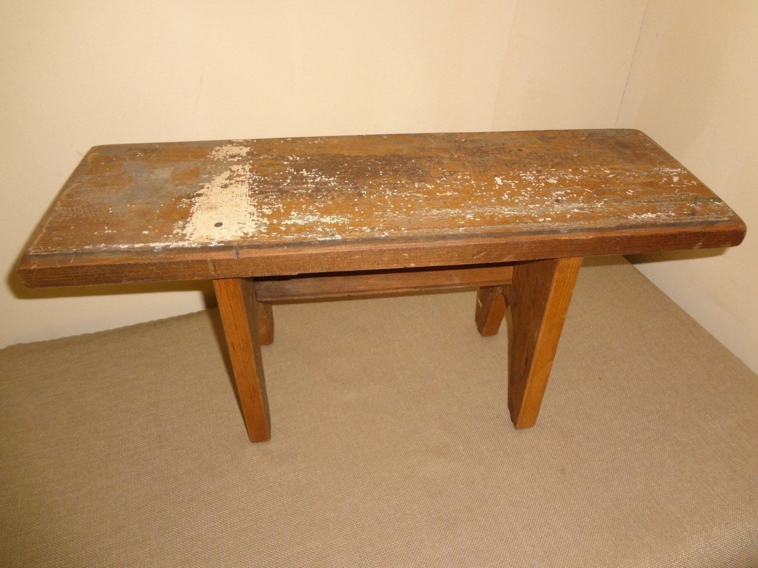 Vintage Rustic Shabby Wood Wooden Display Or Doll Bench 22 1/4 x 7 3/4 ...