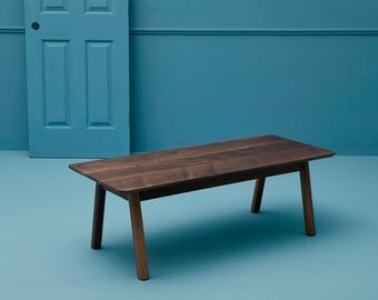 Solid oak round coffee table soft edge modern design Brooke