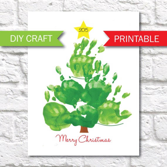 Items similar to Handprint Christmas Tree Printable Template ...