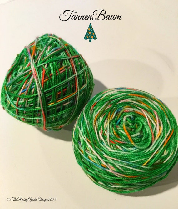 christmas yarn green multi-colored yarn by TheRainyAppleShoppe