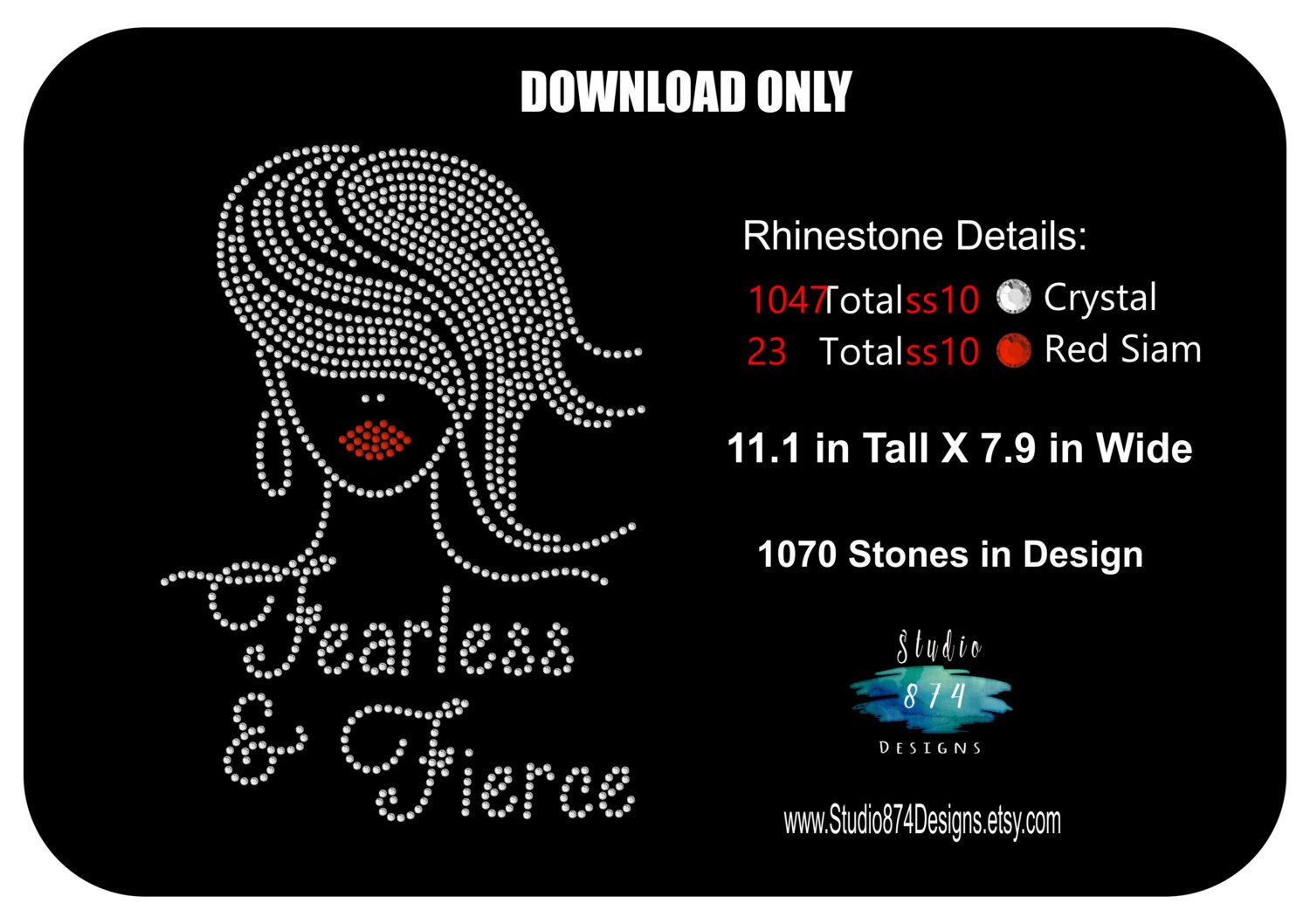 Rhinestone Transfer Template Pattern Stencil Fearless and