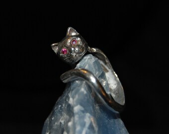 Vintage Sterling Silver Kitty Cat Climbing Wrap by BadKittyCrafts
