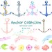 Watercolor clipart anchor collection pastel color and rusty