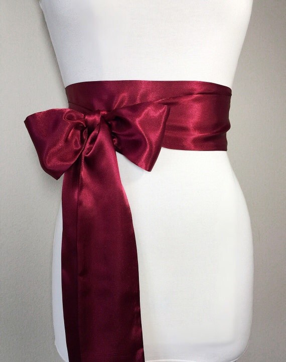 Burgundy Sash Burgundy Satin Sash Maroon Sash by SatinSwank