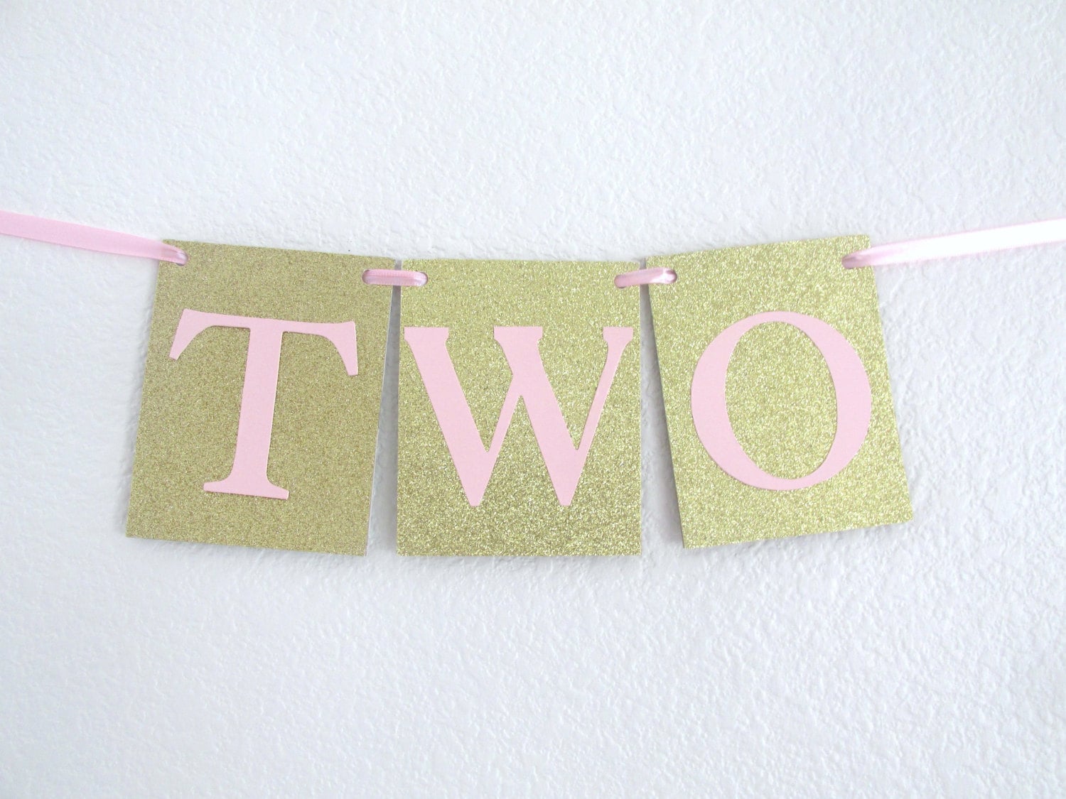 TWO Banner Pink and Gold TWO Banner Second Birthday Banner TWO