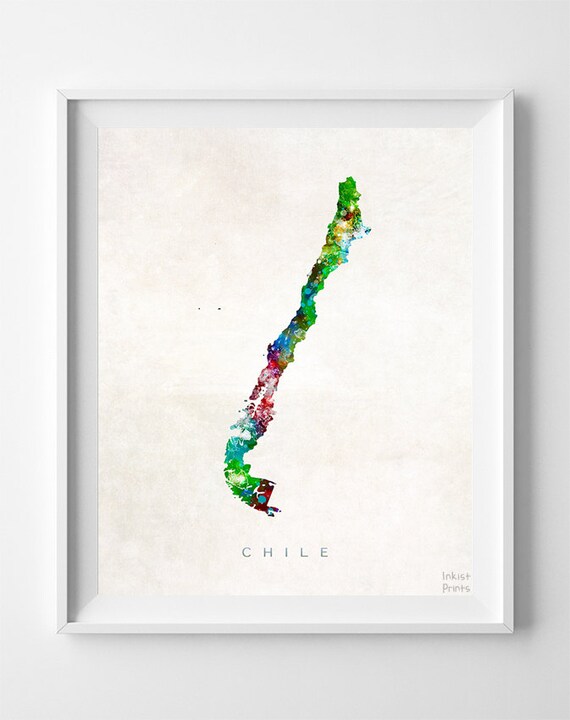 Chile Map Print Santiago Print Chile Poster by InkistPrints
