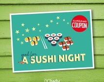 Unique sushi card related items | Etsy