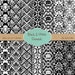 Black and White Damask Digital Paper: Black and White