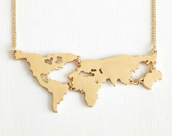 World map necklace | Etsy