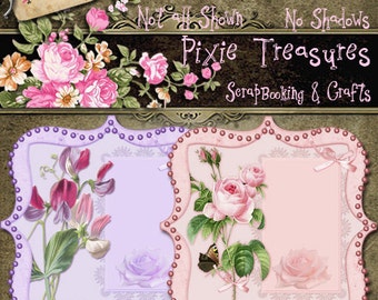 Shabby Chic Printable Labels Digital Clipart Vintage floral