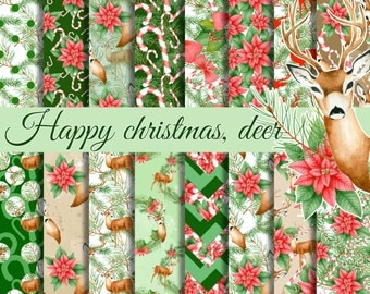 Christmas Digital Paper Pack Seamless Pattern Seasonal