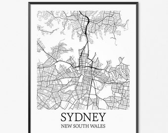 Sydney Map Art / Sydney Australia Wall Art / Print / Poster