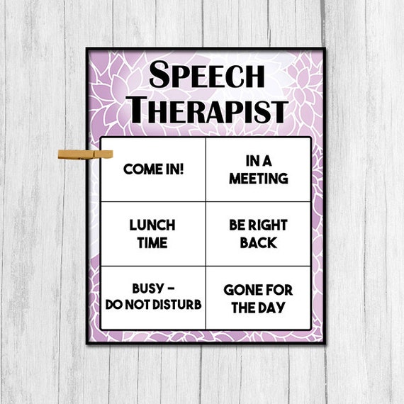Speech Therapist Door Sign Digital Download Speech Therapy