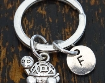 Items similar to Turtle keychain, tortoise keychain, silver keychain ...