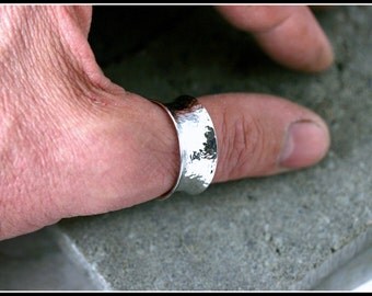 Wide silver ring | Etsy