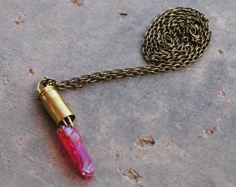 Items similar to Ruby Quartz and Bronze Chain Necklace on Etsy