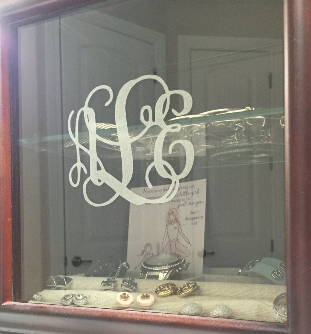 Etched Glass Monogram Vinyl Decalsticker By Thatsdarlingdesign