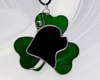 Stained Glass Clock with Newfoundland Dog Newfie time of