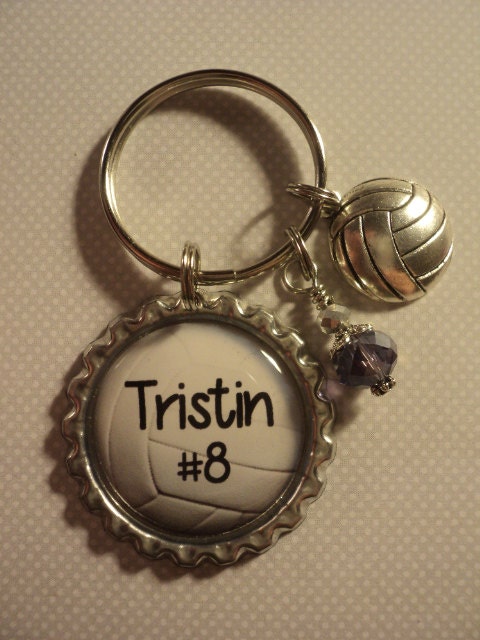 Personalized volleyball key chain with charms
