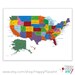 Detailed USA map with cities and states labels. US map print