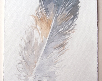 Feather painting original. Watercolor art by rakla on Etsy