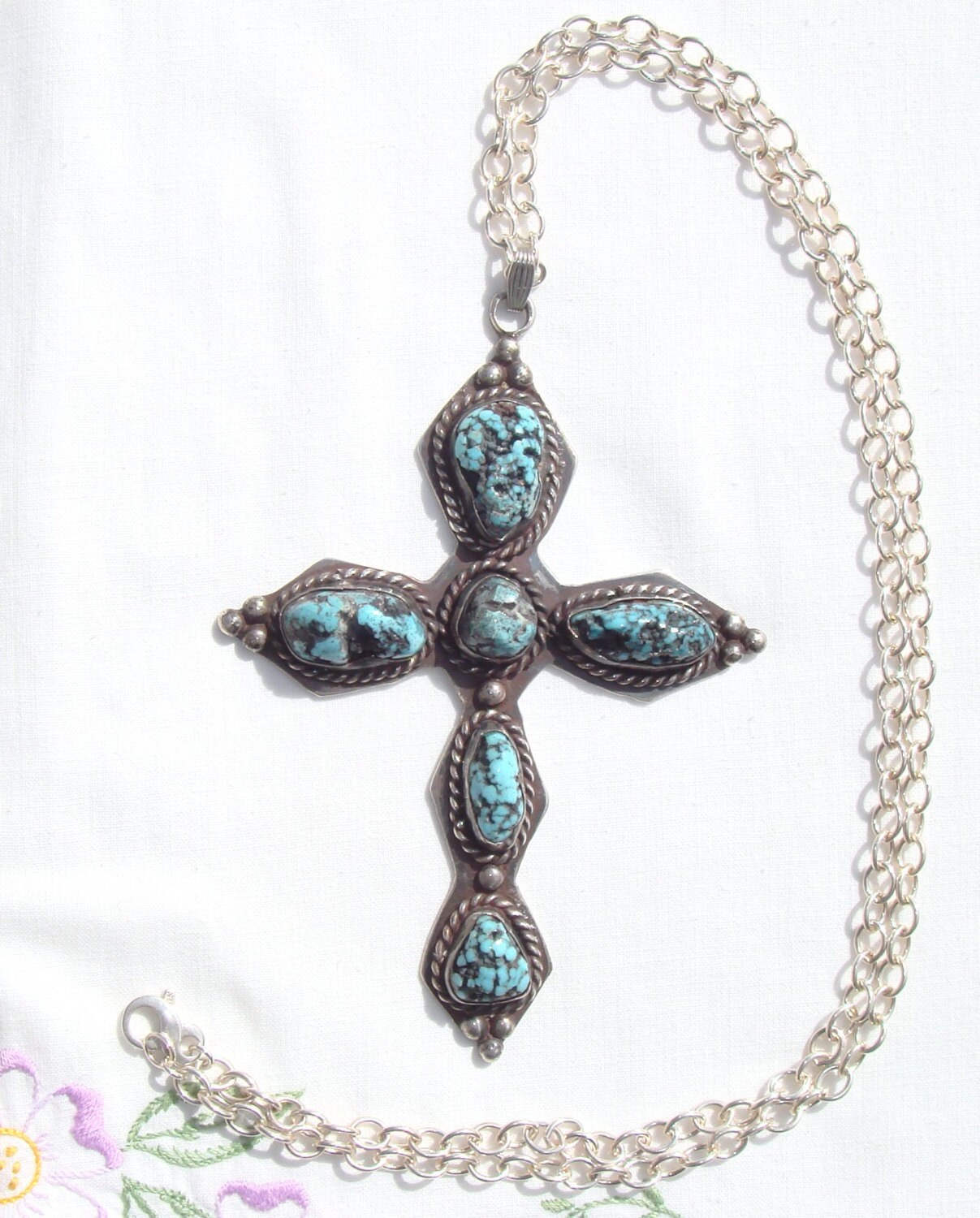 Turquoise Cross Necklace Turquoise Cross Pendant Vintage