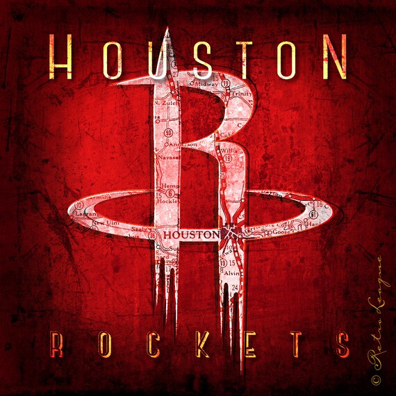 Houston Rockets Map Art Perfect Birthday Wedding by RetroLeague
