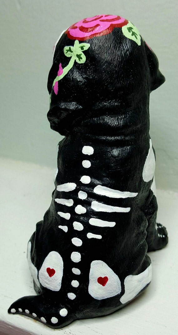 Day of the Dead Beagle Hound Basset Sugar Skull Dog Statue