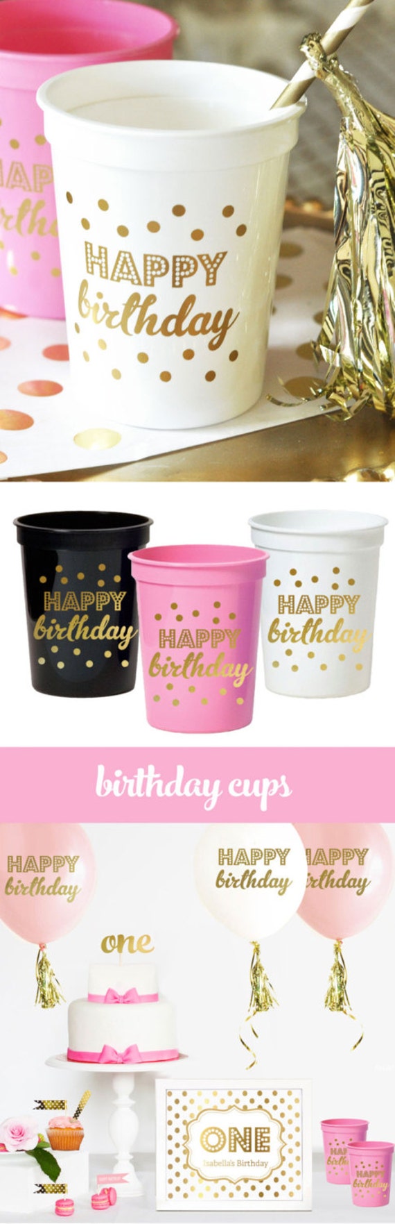 Happy Birthday Cups Birthday Party Decorations Birthday Cups