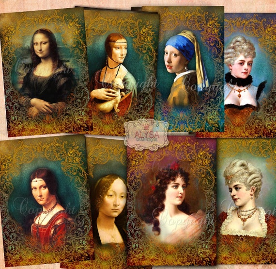 Renaissance Digital download art Digital Collage Sheet