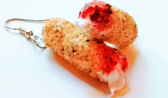Mozzarella Cheese Sticks Earrings Miniature Food Jewelry