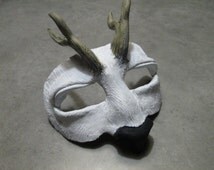 White Stag, Mask, deer costume, masquerade, antler mask, ren faire ...