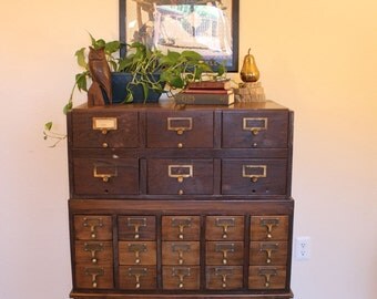 Card catalog cabinet | Etsy