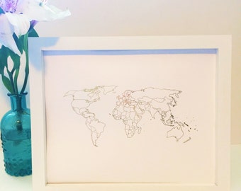 Gold foil world map | Etsy
