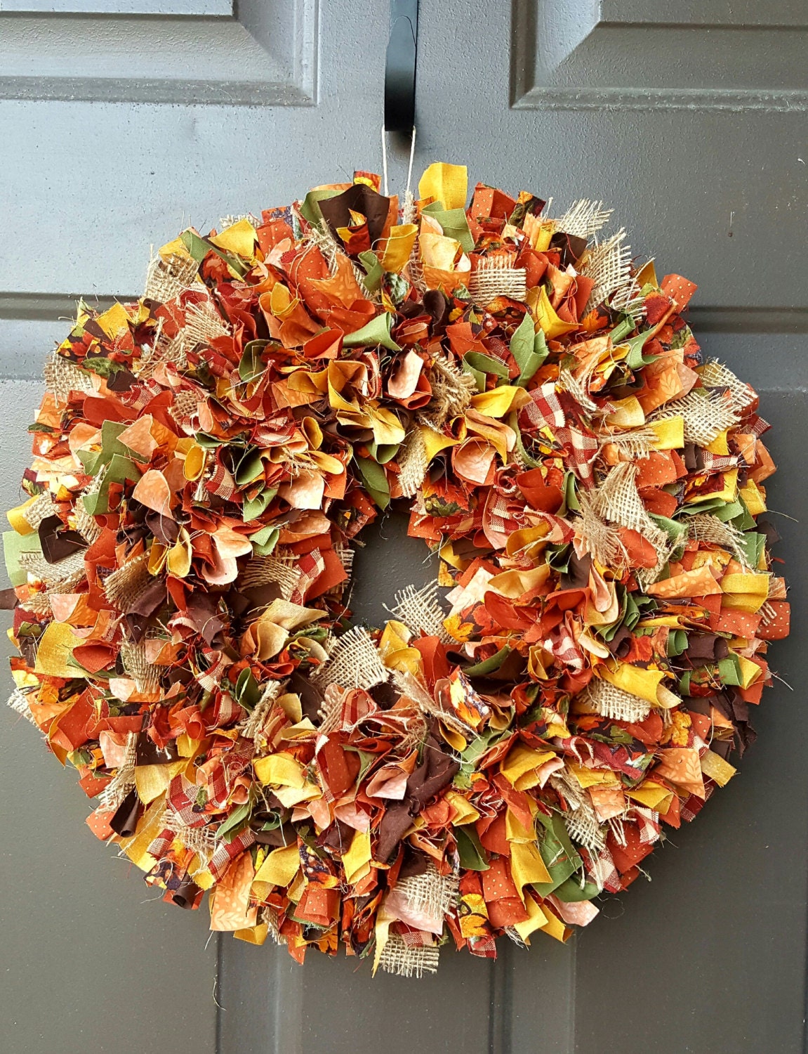 Fall Rag Wreath Autumn Decor Rag Wreath Fall Wedding
