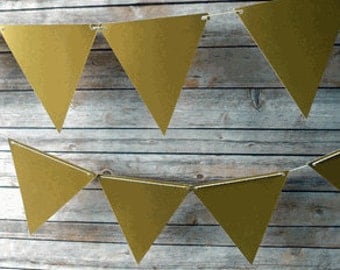 Mint Green Gold Ivory Triangle Flag Banner / Mint Green Gold