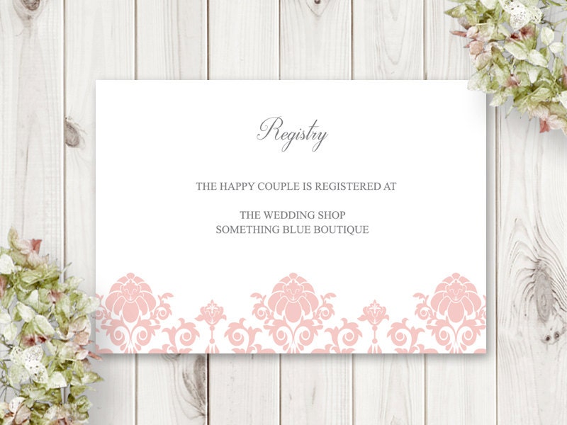 Printable Wedding Registry Card Floral Damask