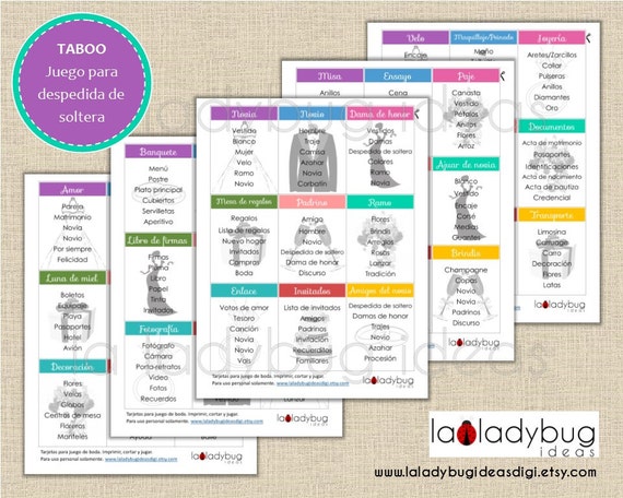 TABÚ juego de mesa para despedida de haber. Juego digital de