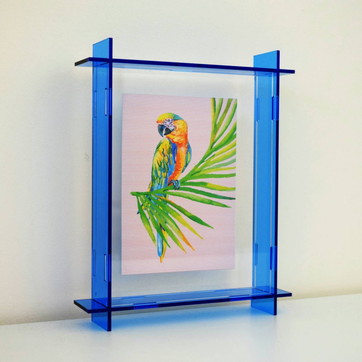 small acrylic box frame bright blue A6 perspex frame