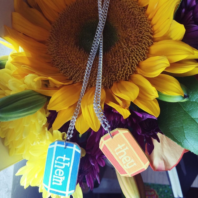 GENDER GEMS handmade gender pronoun jewelry by GENDERGEMS on Etsy