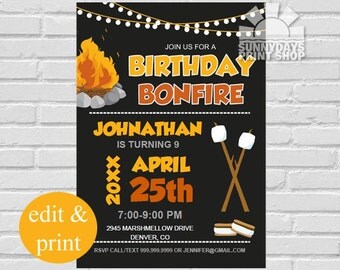 Campfire invitation | Etsy