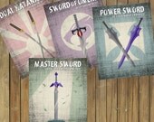 Items similar to Hero Swords - Set of 4 (Master Sword, Power Sword ...
