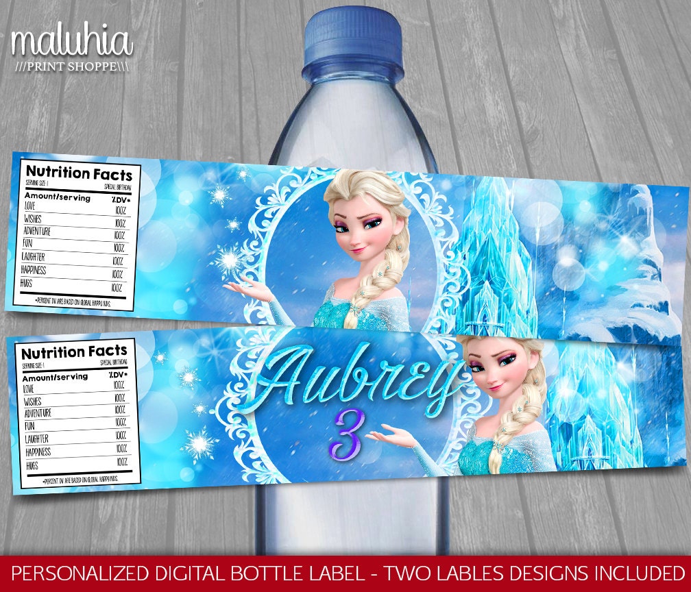 Frozen Elsa Water Bottle Label Personalized Disney Frozen