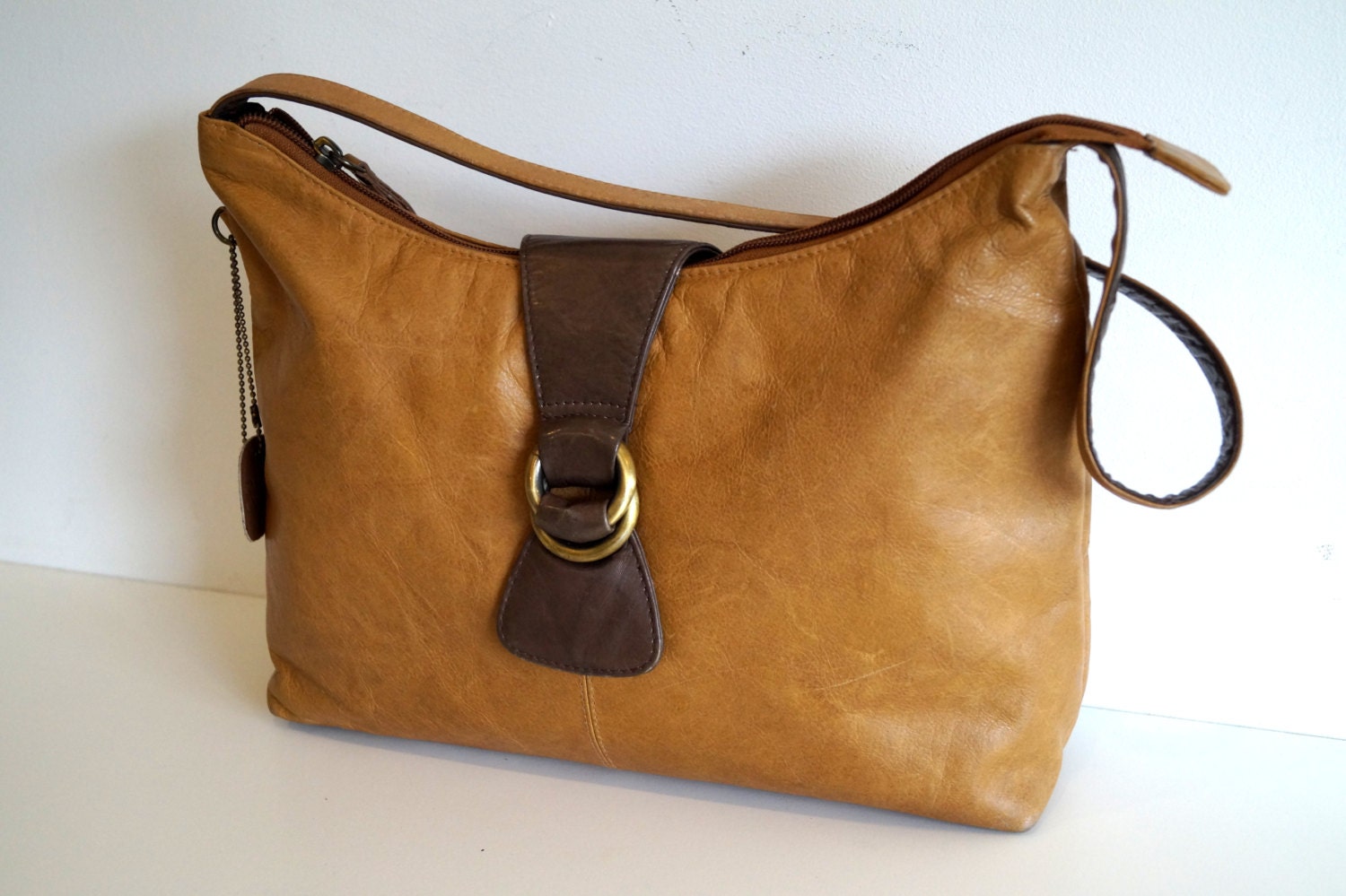 Leather handbag Shoulder bag Tan leather Handbag Genuine